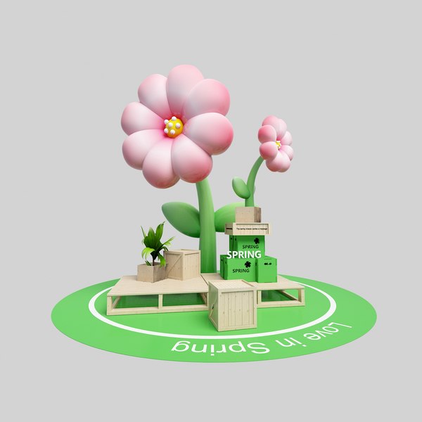 modelo 3d Calidez primaveral y mercado de flores Exhibición de hermosas ...