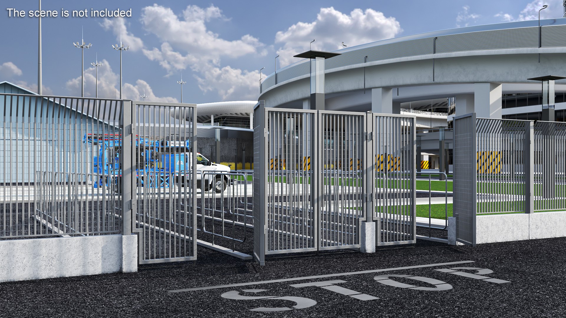 3D Model Industrial Swing Gate Open - TurboSquid 2328269