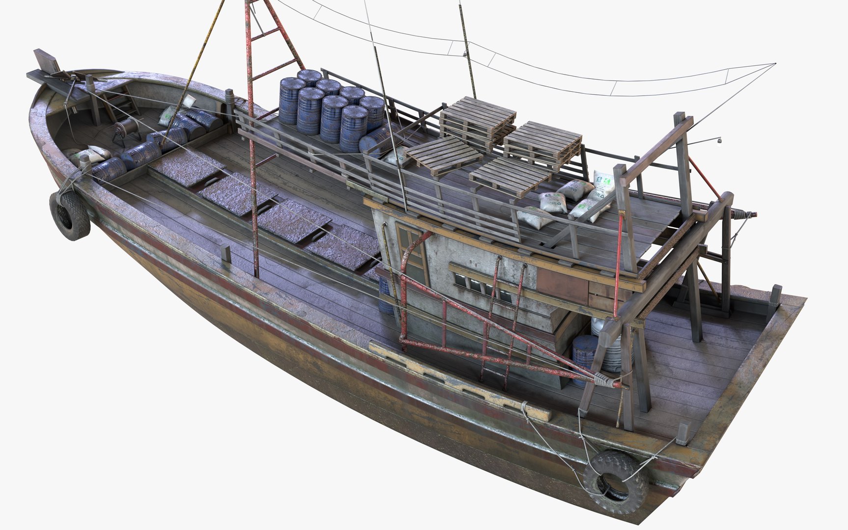 3D Trawler Fishing Vessel LOD Game Ready Rigged Model - TurboSquid 2354923