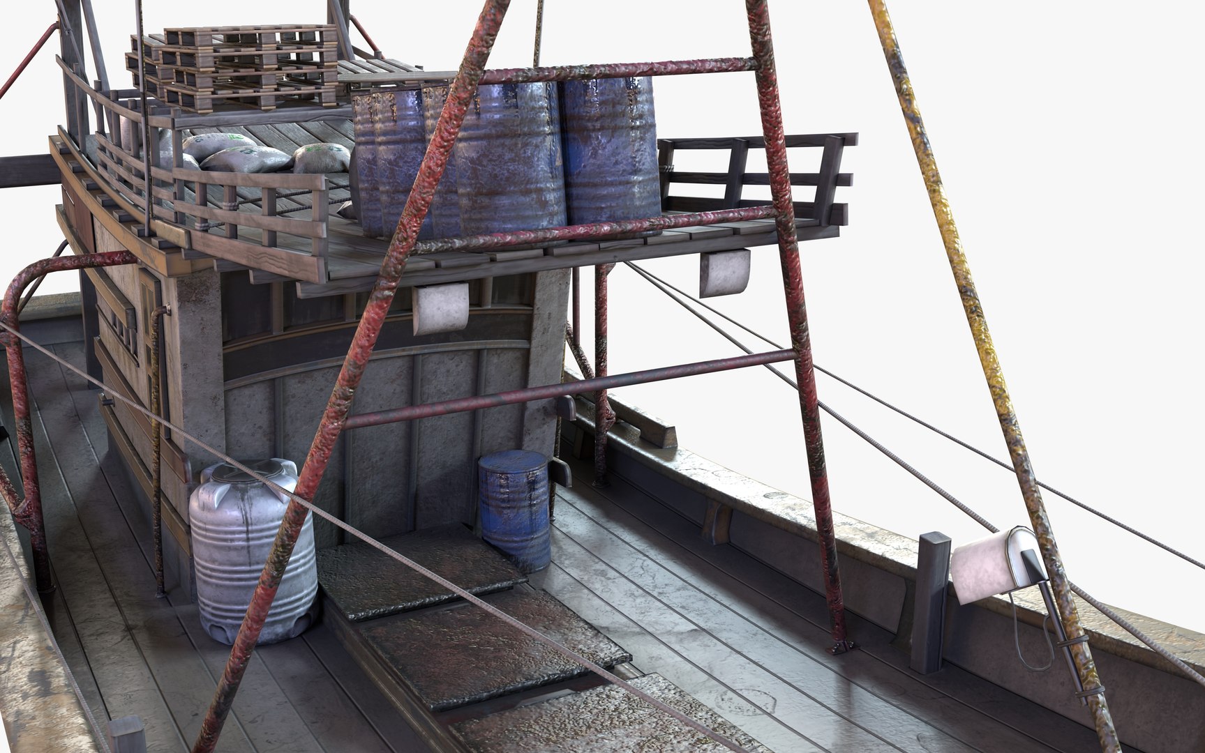 3D Trawler Fishing Vessel LOD Game Ready Rigged Model - TurboSquid 2354923