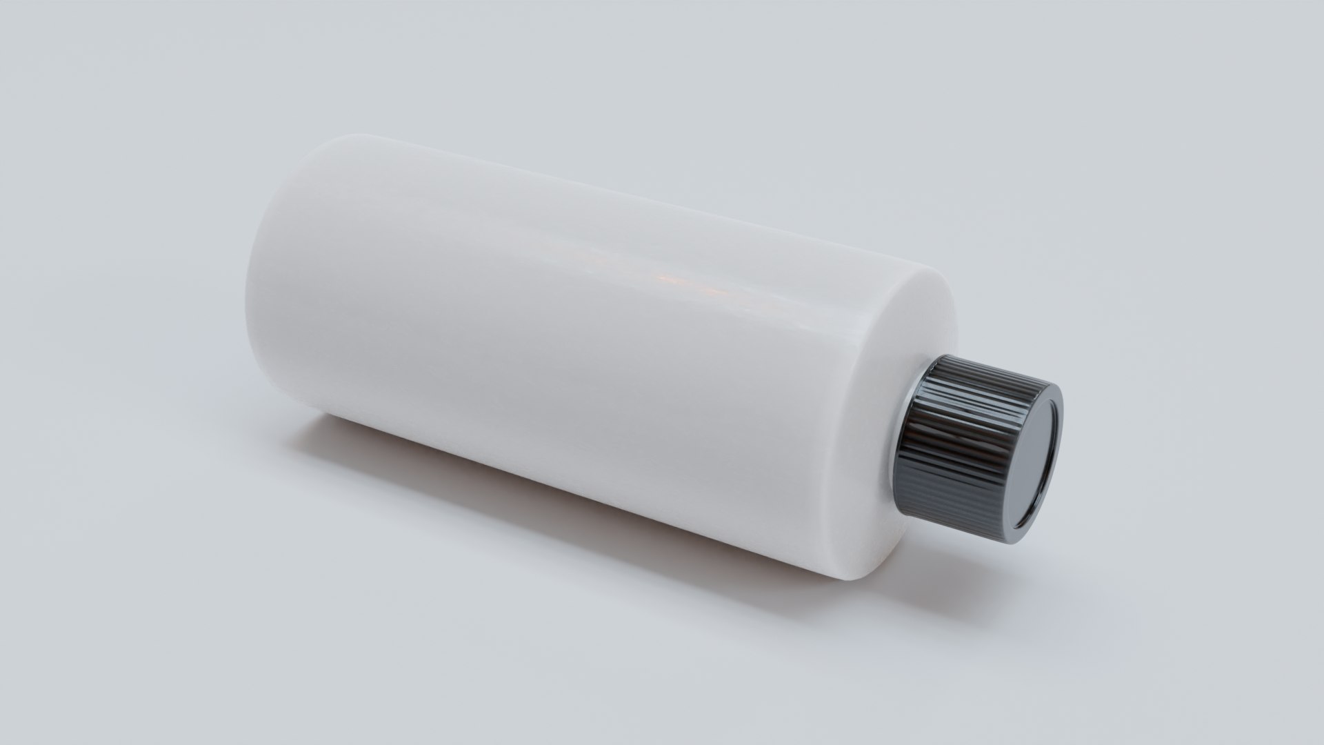 White And Black Plastic Cylinder Bottle With Ribbed Screw Cap 3D Model ...