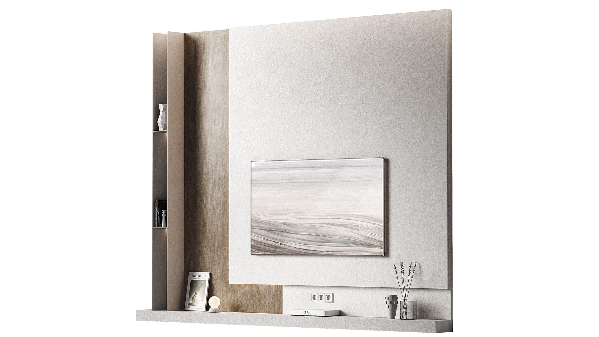 Tv Wall Kit Modern Minimal Wood Glowing Screen Rough And Clean ...