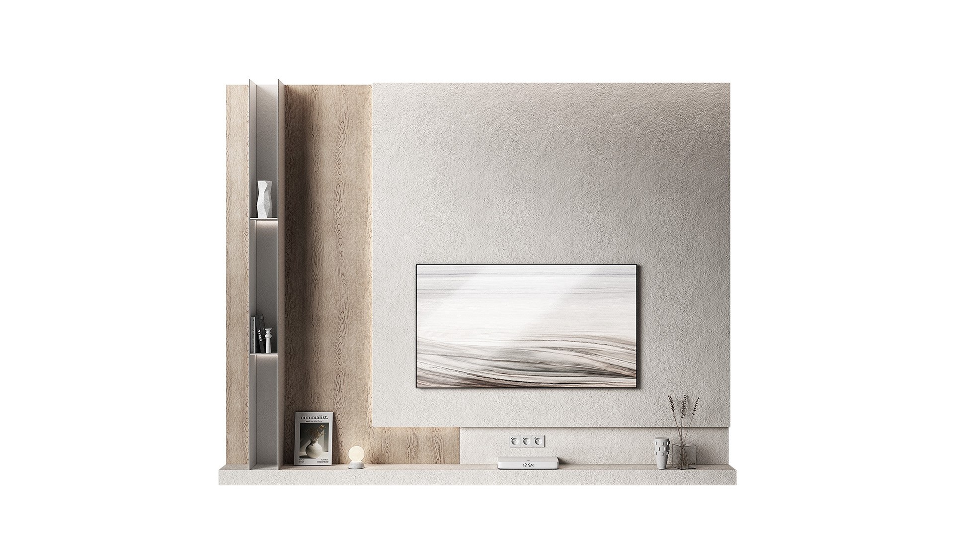 Tv Wall Kit Modern Minimal Wood Glowing Screen Rough And Clean ...