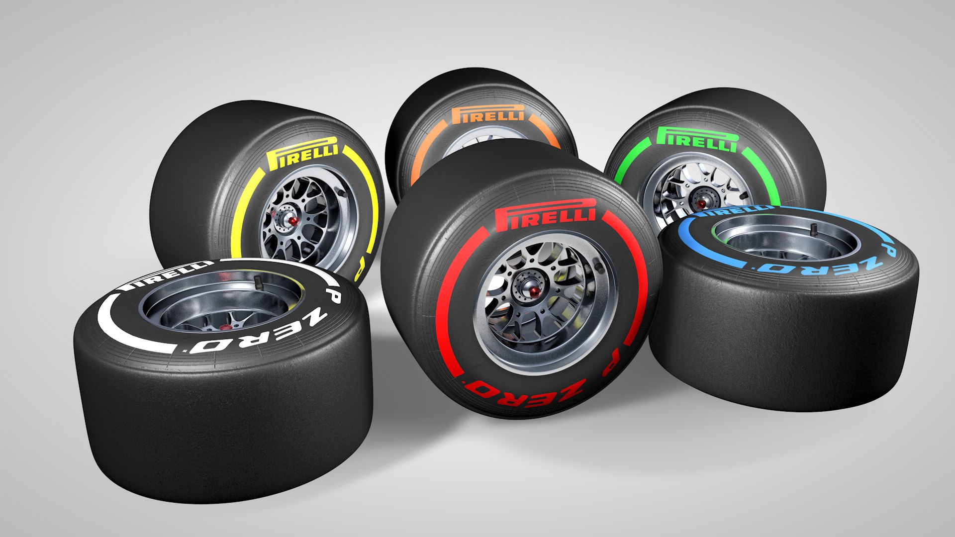 F1 Rims Tires Types 3d C4d