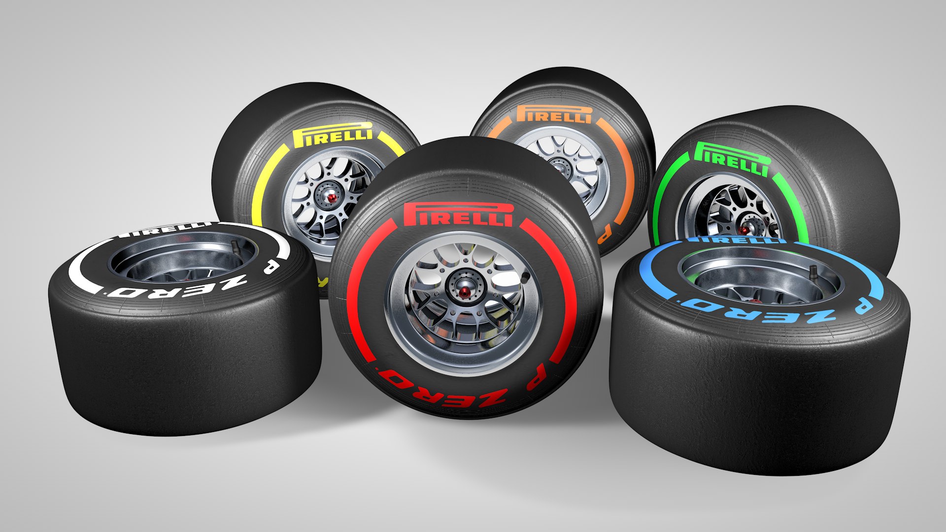 F1 Rims Tires Types 3d C4d