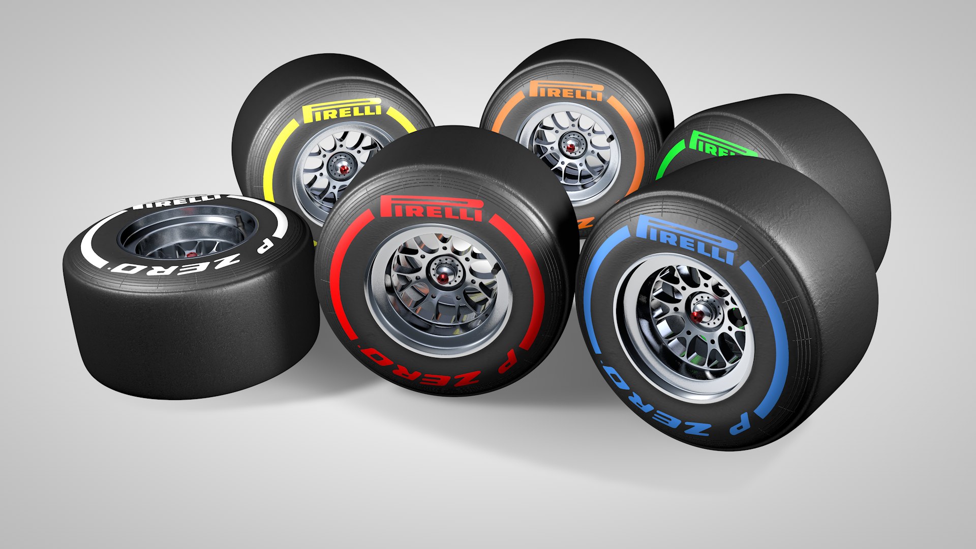 F1 Rims Tires Types 3d C4d