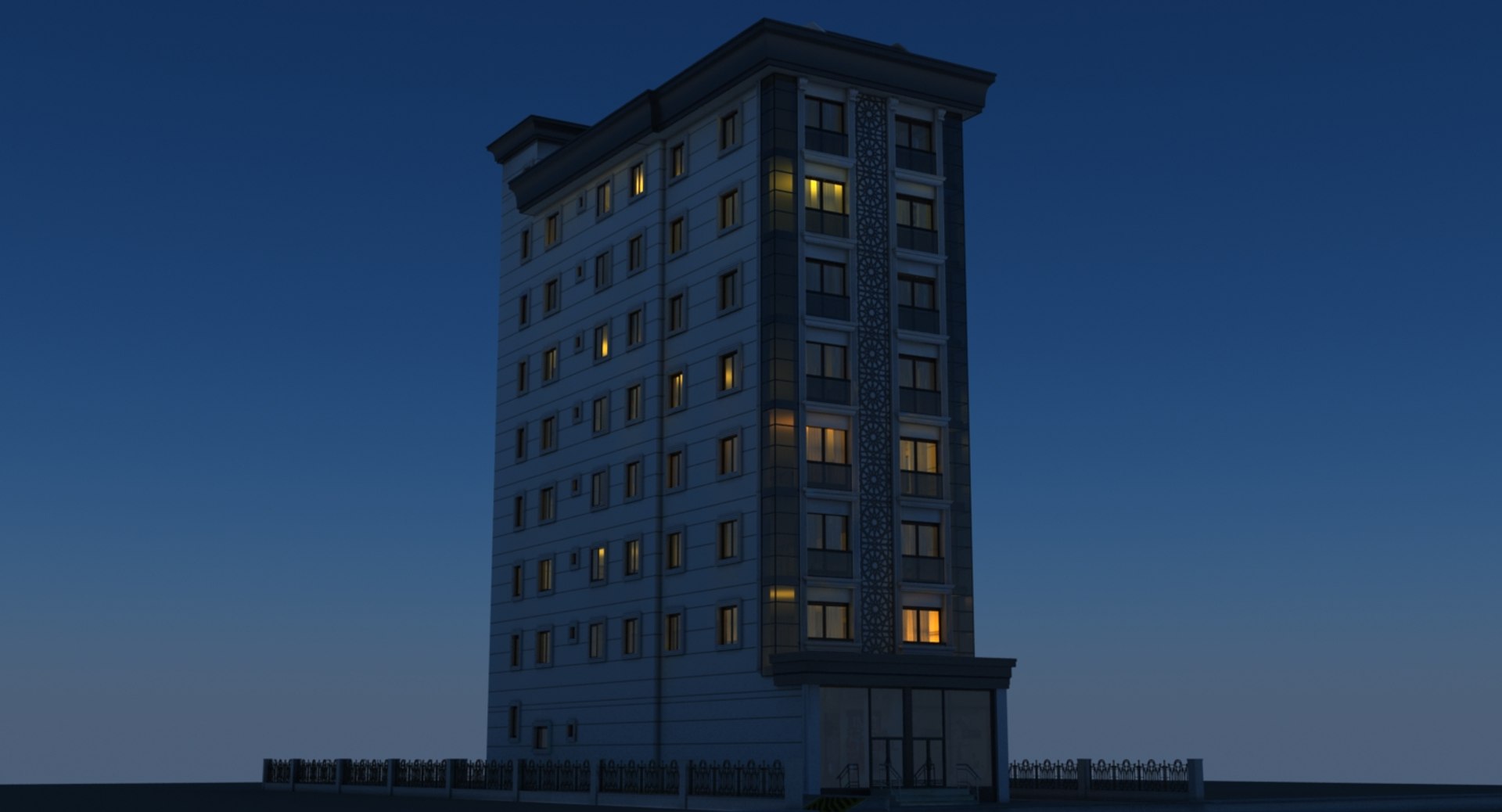 3D Model Night Modern Building 1 - TurboSquid 1378892