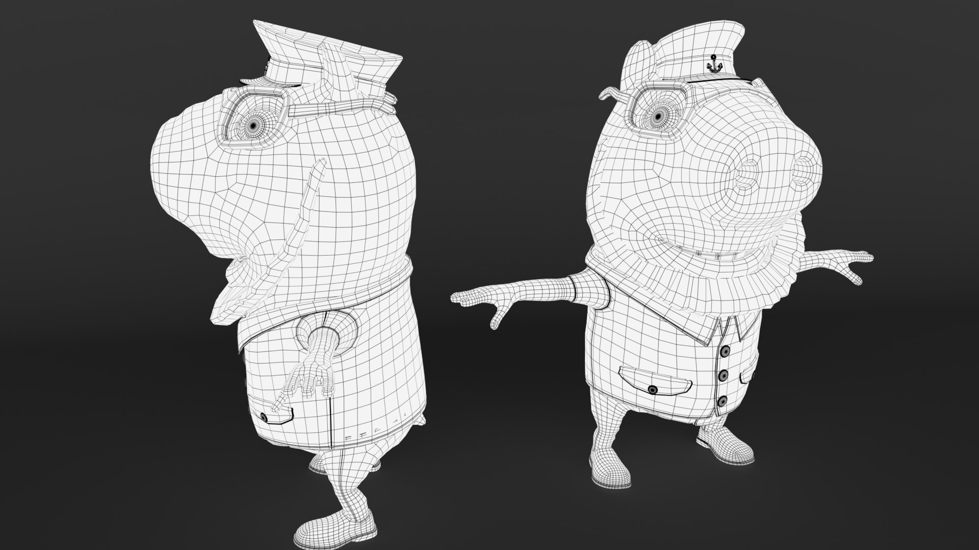 3D Model Pig Captain-cartoon Cartoon Character - TurboSquid 1514752