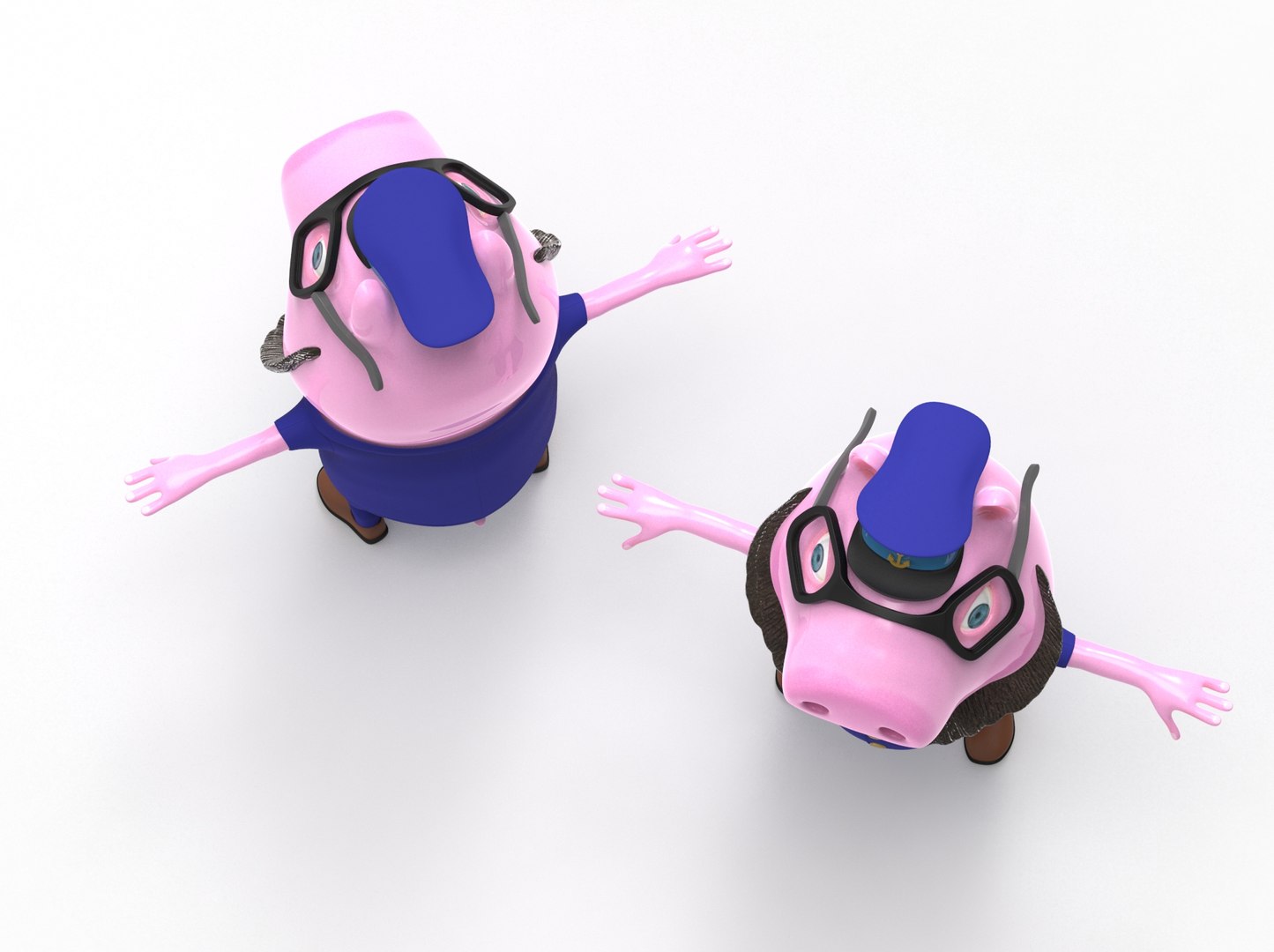 3D Model Pig Captain-cartoon Cartoon Character - TurboSquid 1514752
