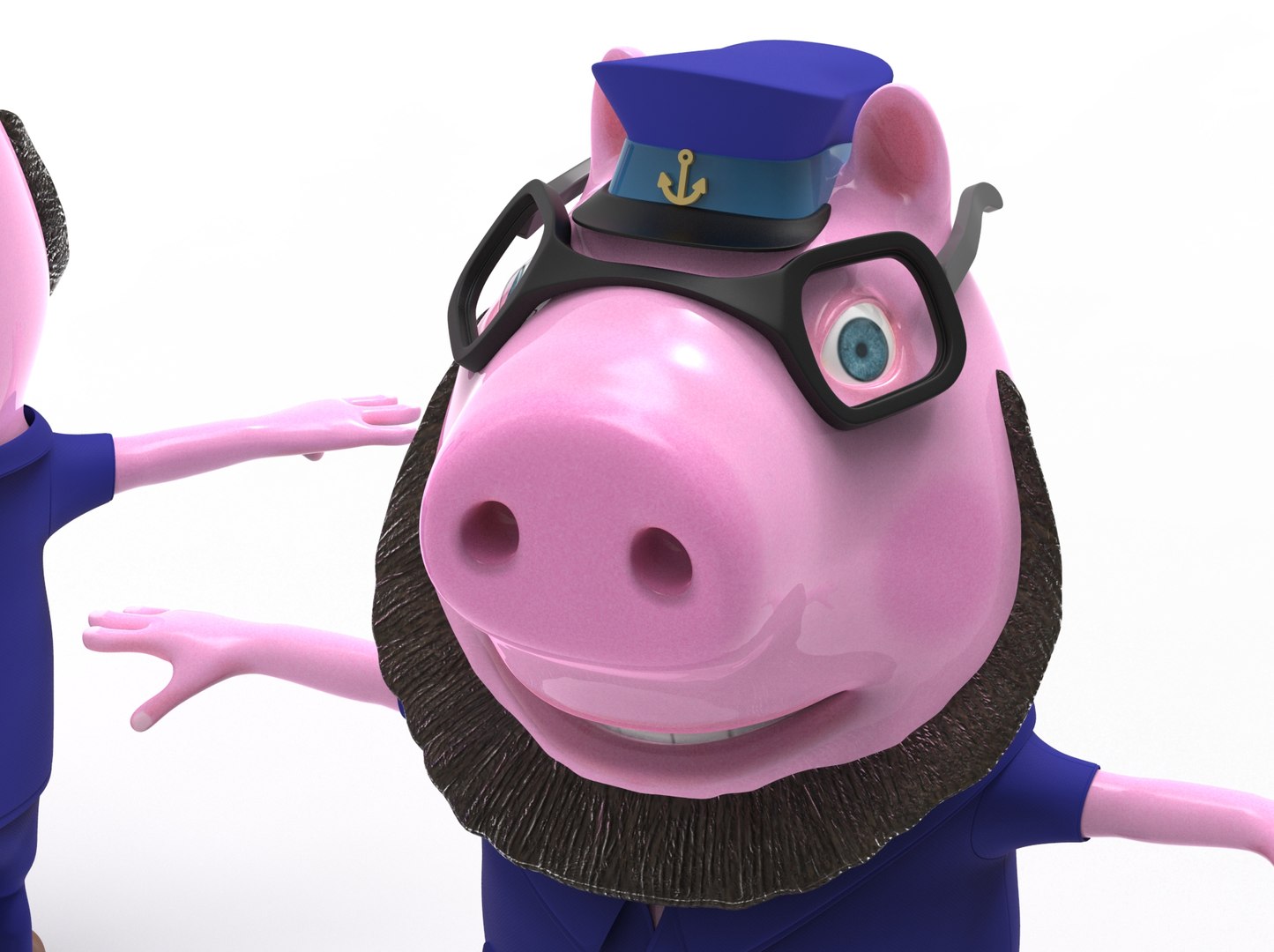 3D Model Pig Captain-cartoon Cartoon Character - TurboSquid 1514752