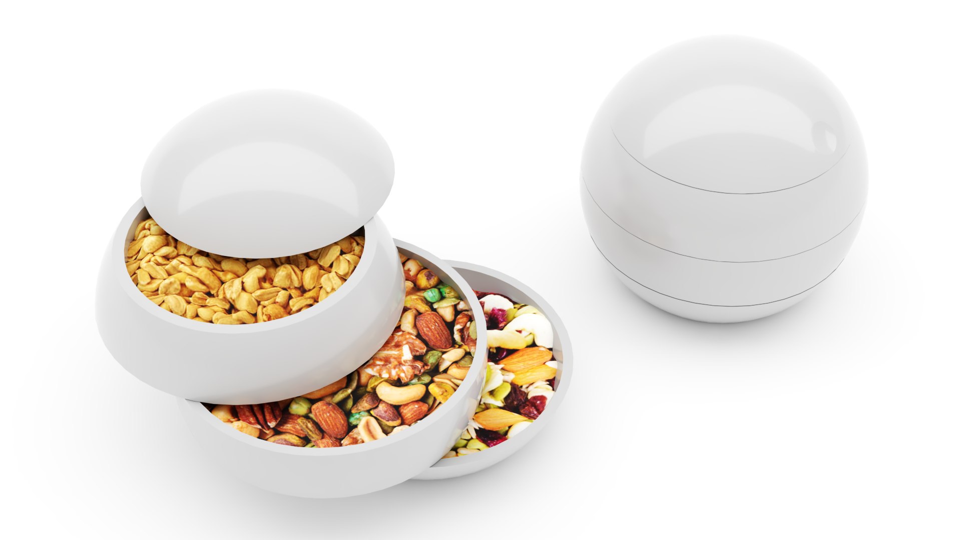 Spherical Snack Bowl With Peanuts And Cashew 3D Model - TurboSquid 2055071