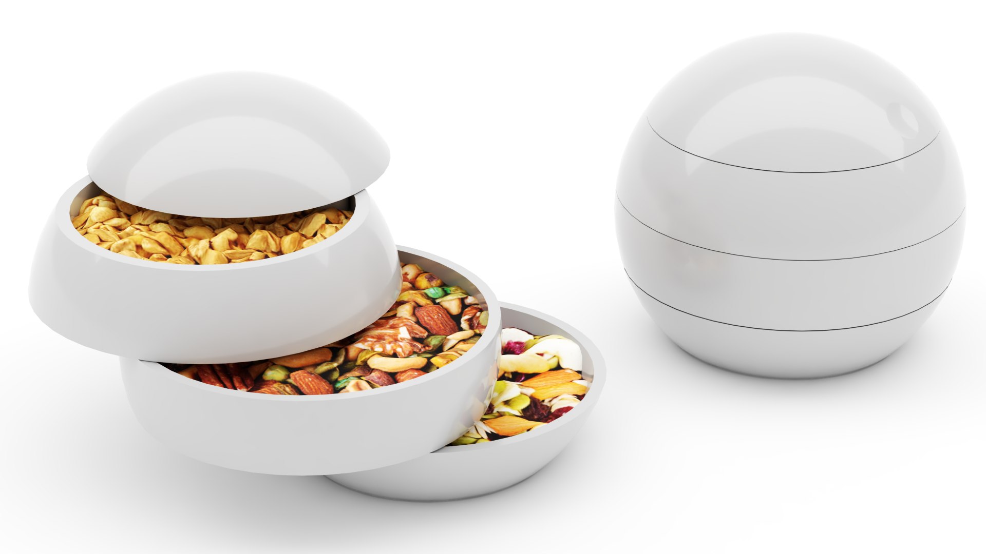 Spherical Snack Bowl With Peanuts And Cashew 3D Model - TurboSquid 2055071