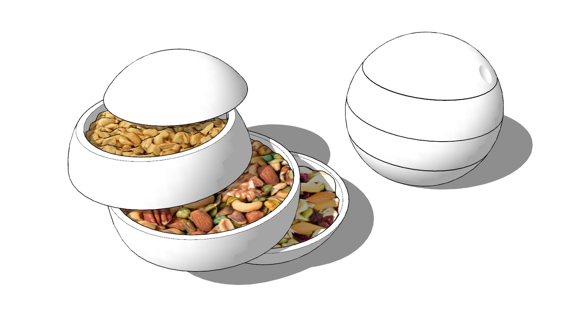 Spherical Snack Bowl With Peanuts And Cashew 3D Model - TurboSquid 2055071