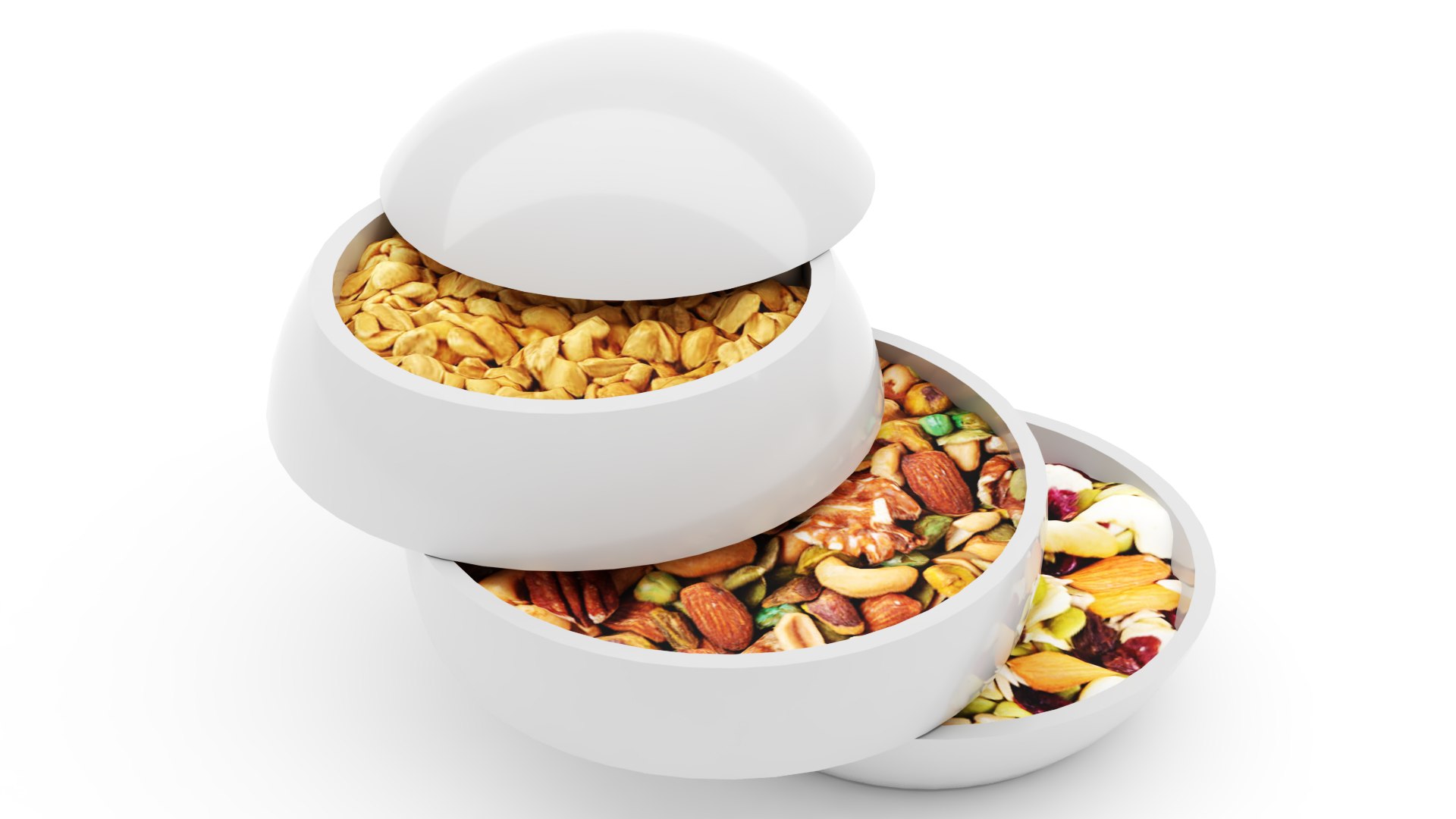 Spherical Snack Bowl With Peanuts And Cashew 3D Model - TurboSquid 2055071