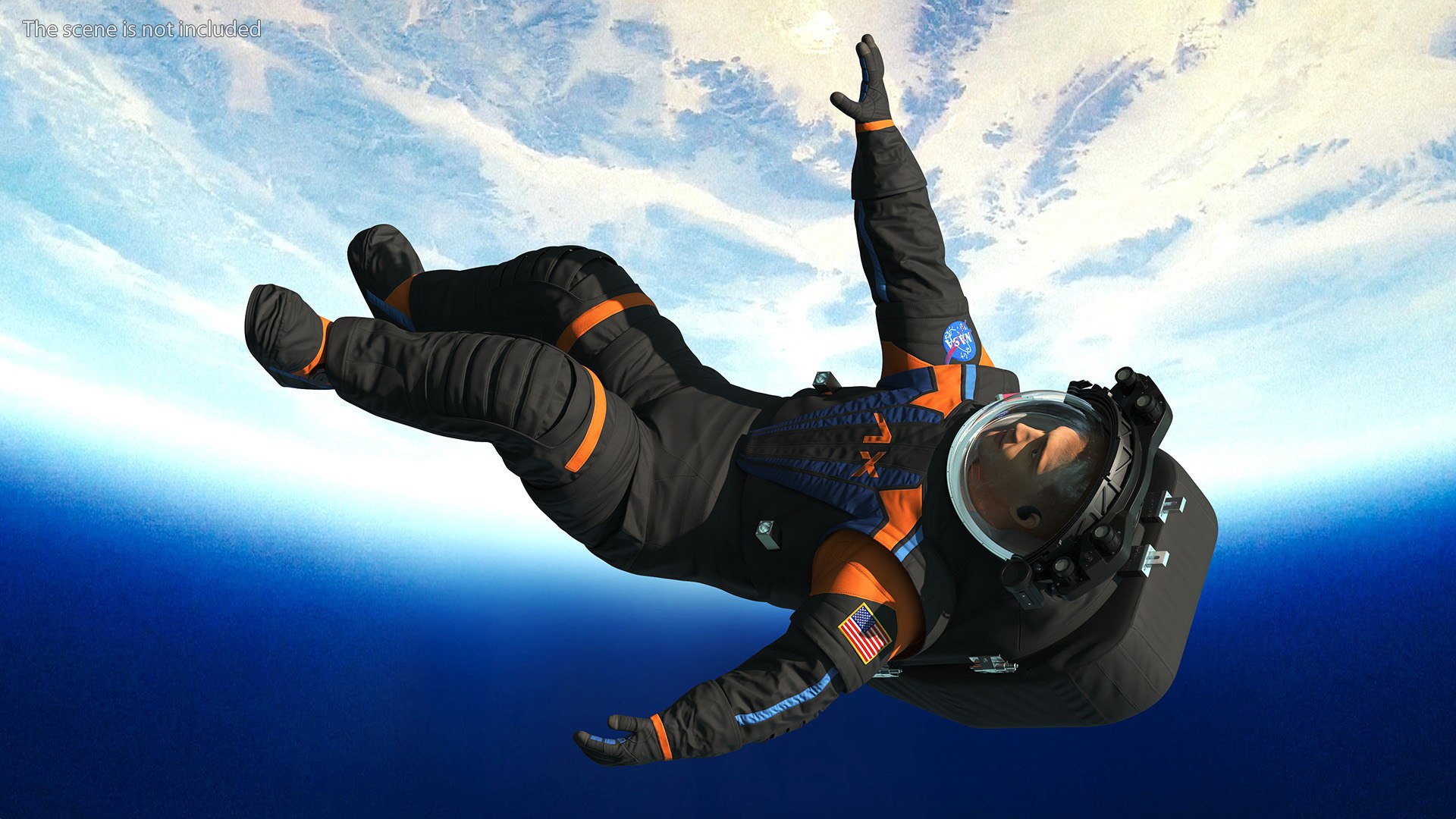 NASA Spacesuit Axiom On Astronaut Falling Pose Fur 3D Model ...