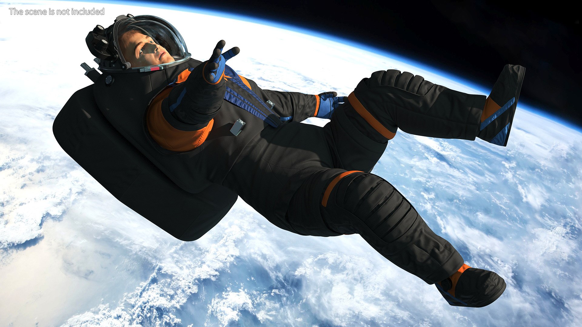 NASA Spacesuit Axiom On Astronaut Falling Pose Fur 3D Model ...