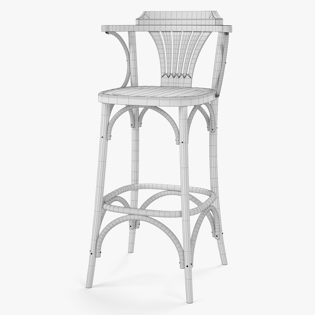3ds max wooden bar chair