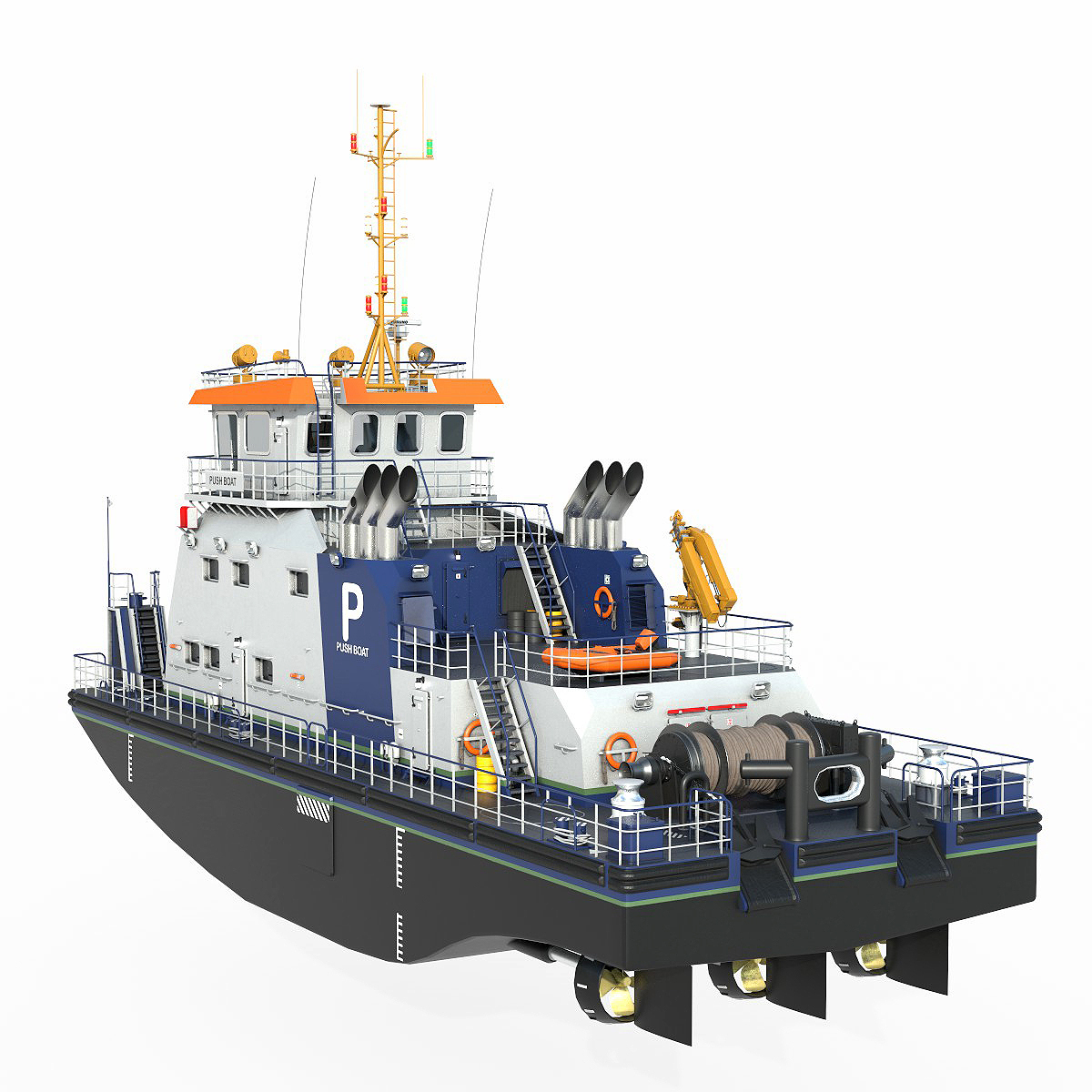 Push Boat 28m 3D model - TurboSquid 1785815