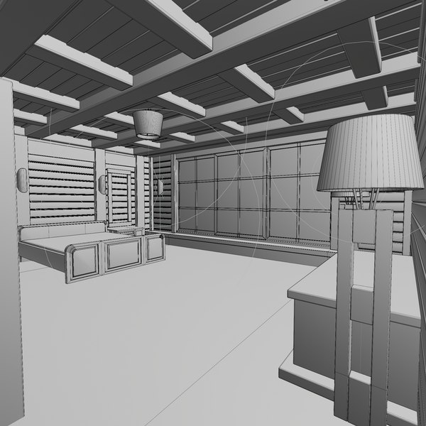 3D model Loft bedroom with a huge window - TurboSquid 1846603