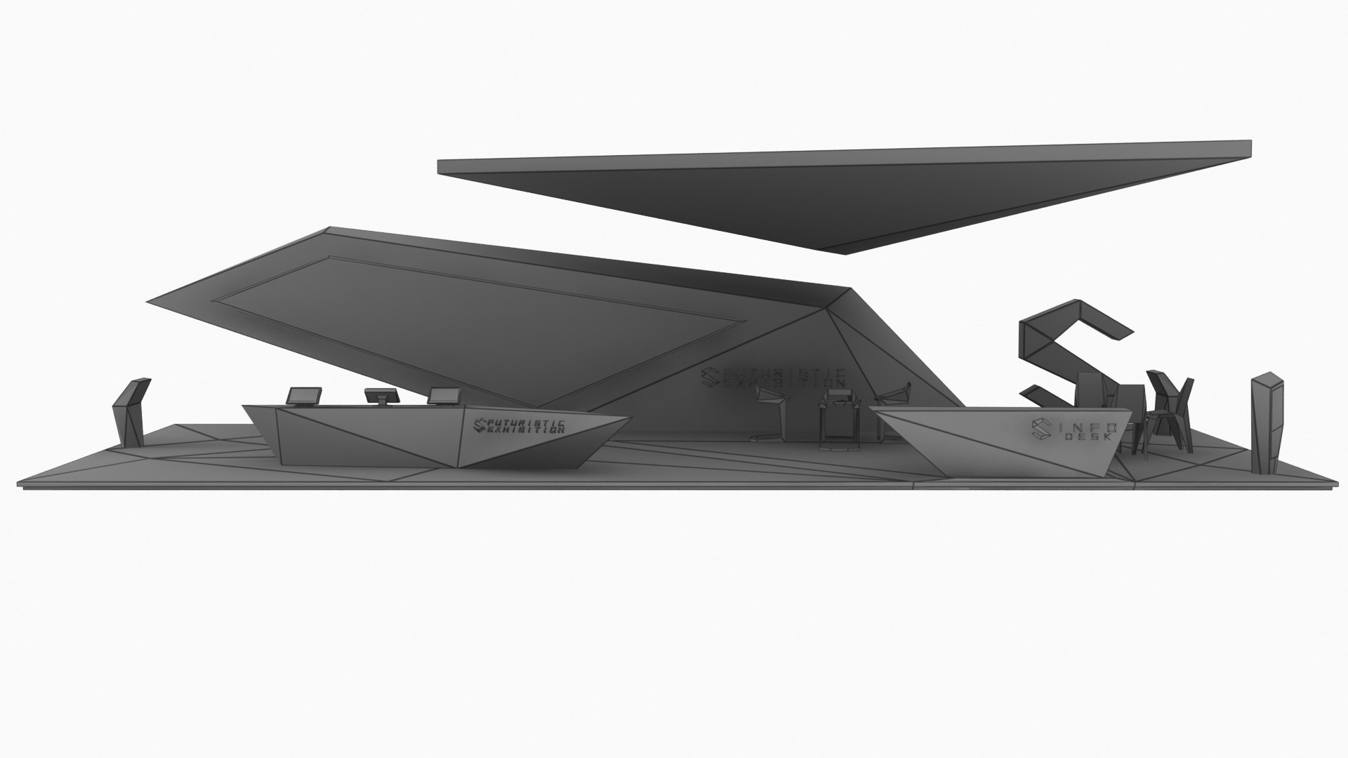 Futuristic Exhibition Stand 13 Model - TurboSquid 1901861