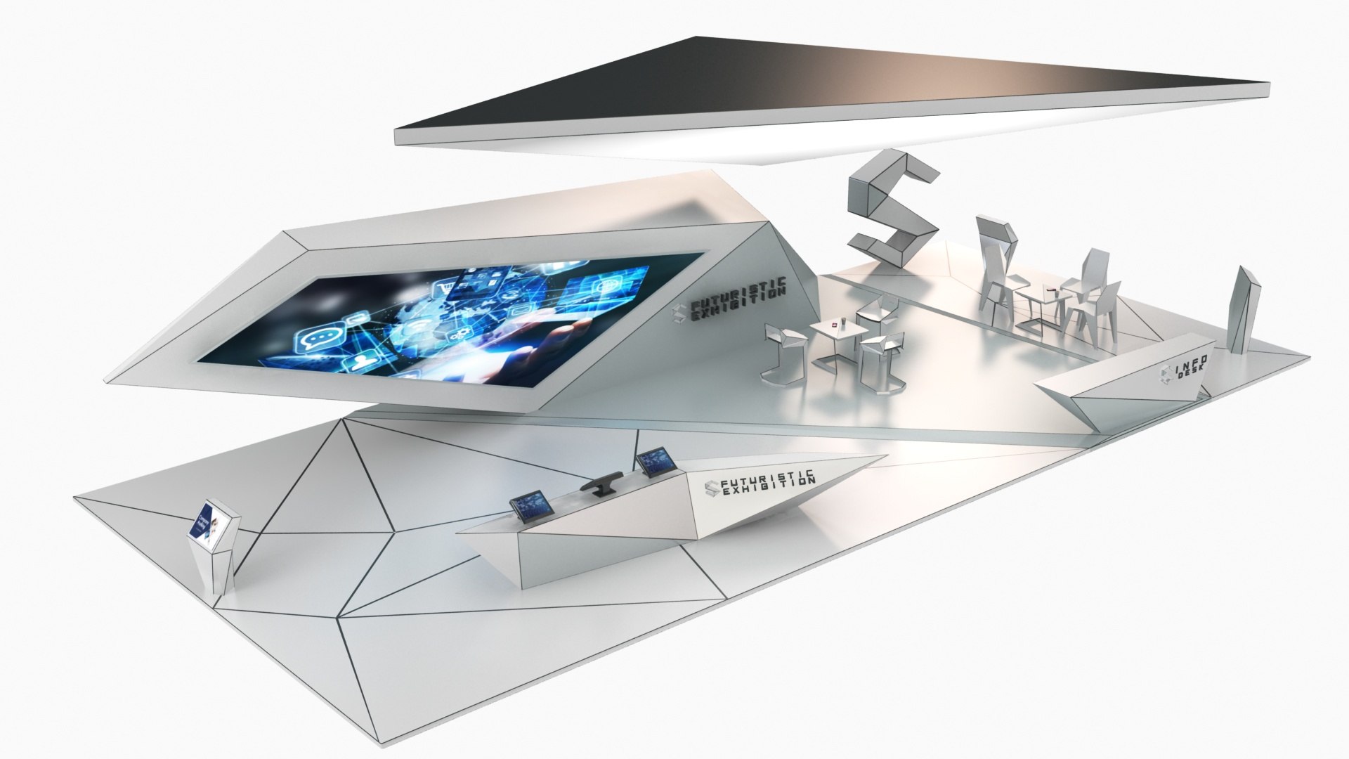 Futuristic Exhibition Stand 13 Model - TurboSquid 1901861