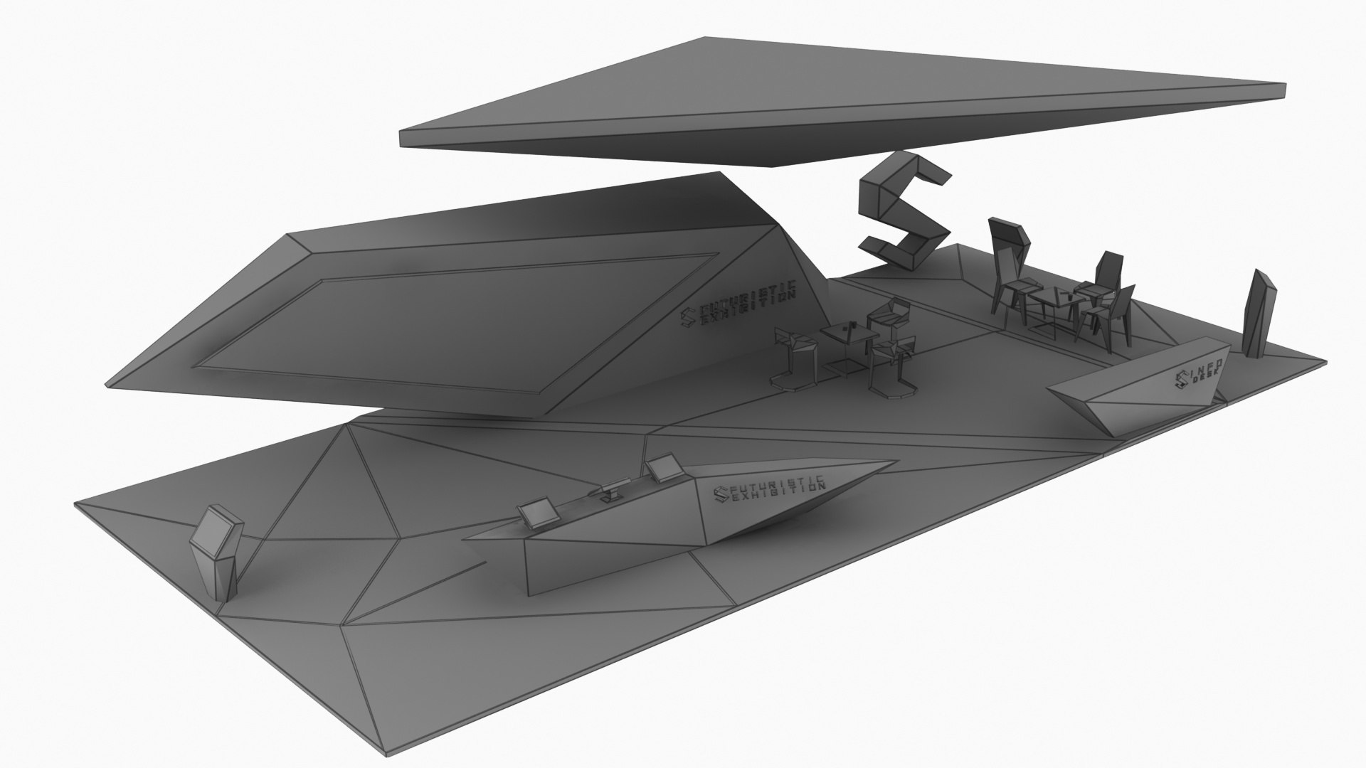 Futuristic Exhibition Stand 13 Model - TurboSquid 1901861