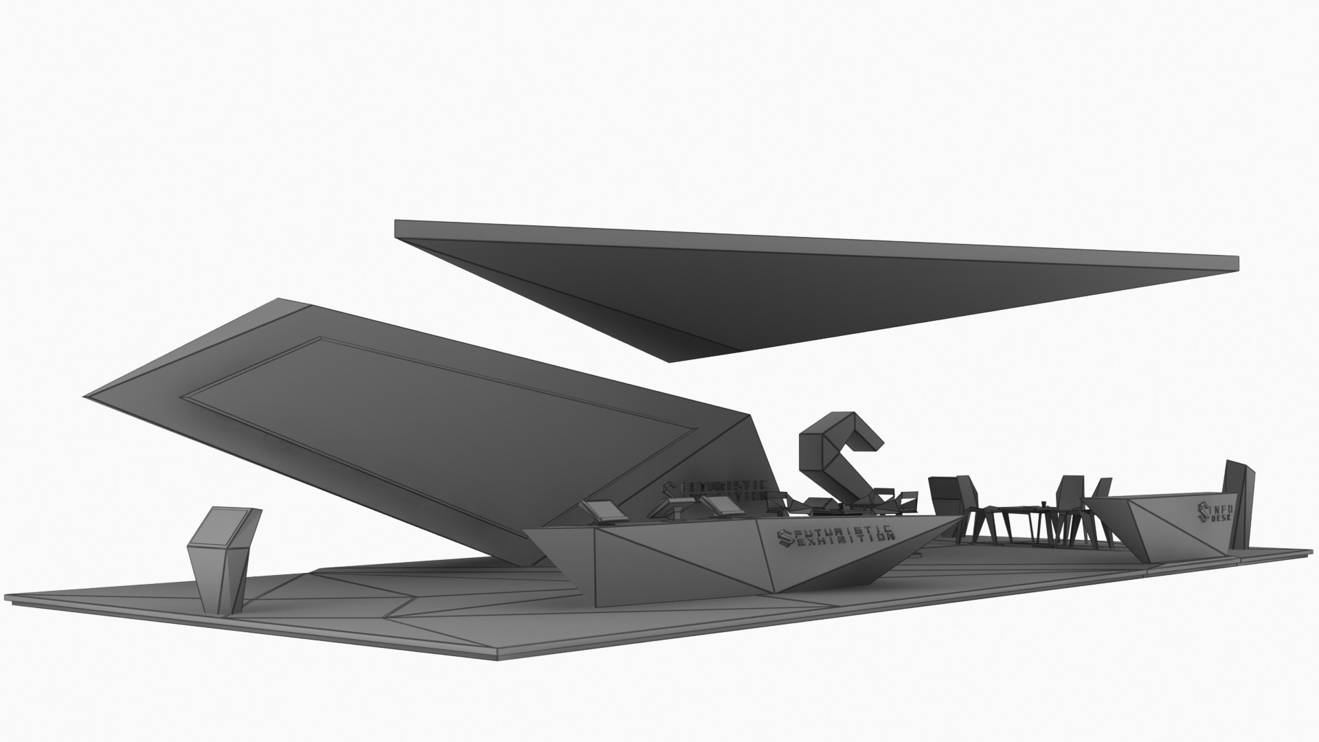 Futuristic Exhibition Stand 13 Model - TurboSquid 1901861