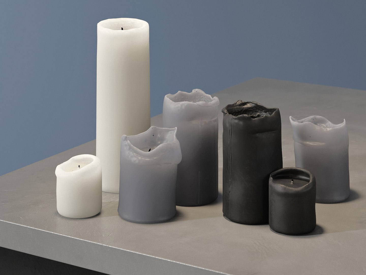 3D Model Melted Pillar Candles - TurboSquid 2149515