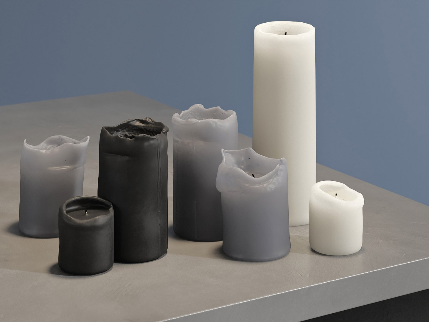 3D Model Melted Pillar Candles - TurboSquid 2149515