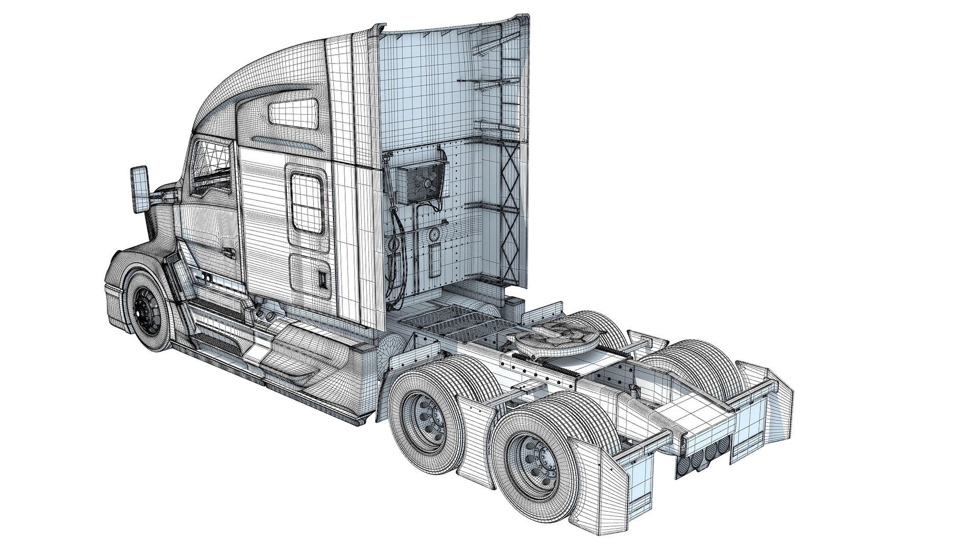 Sleeper Cab Tractor Truck 3D Model - TurboSquid 1953686