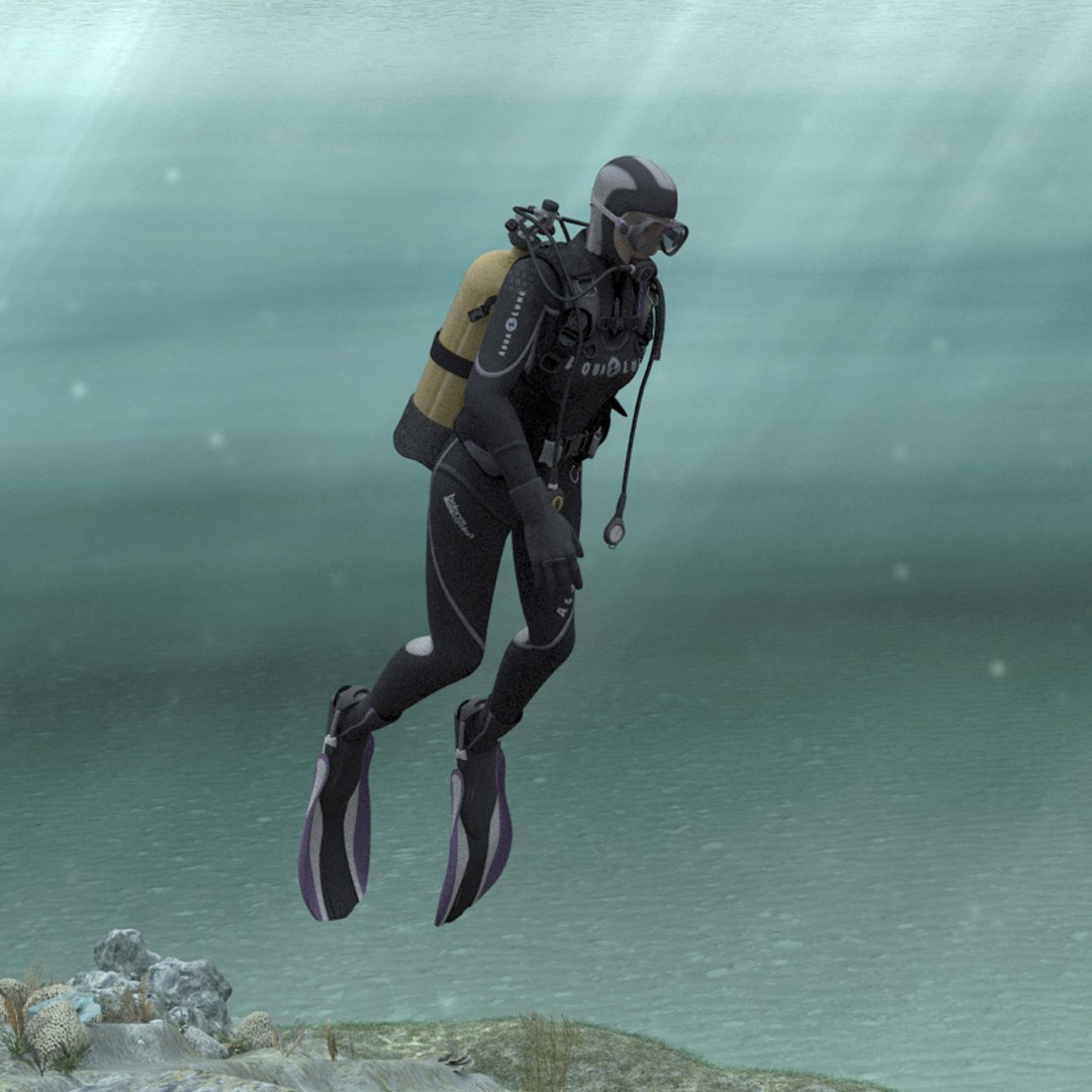 3dsmax Scuba Woman Diver