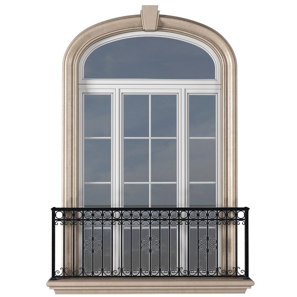 modelo 3d Arch Classic Window with French balcony - TurboSquid 2077106