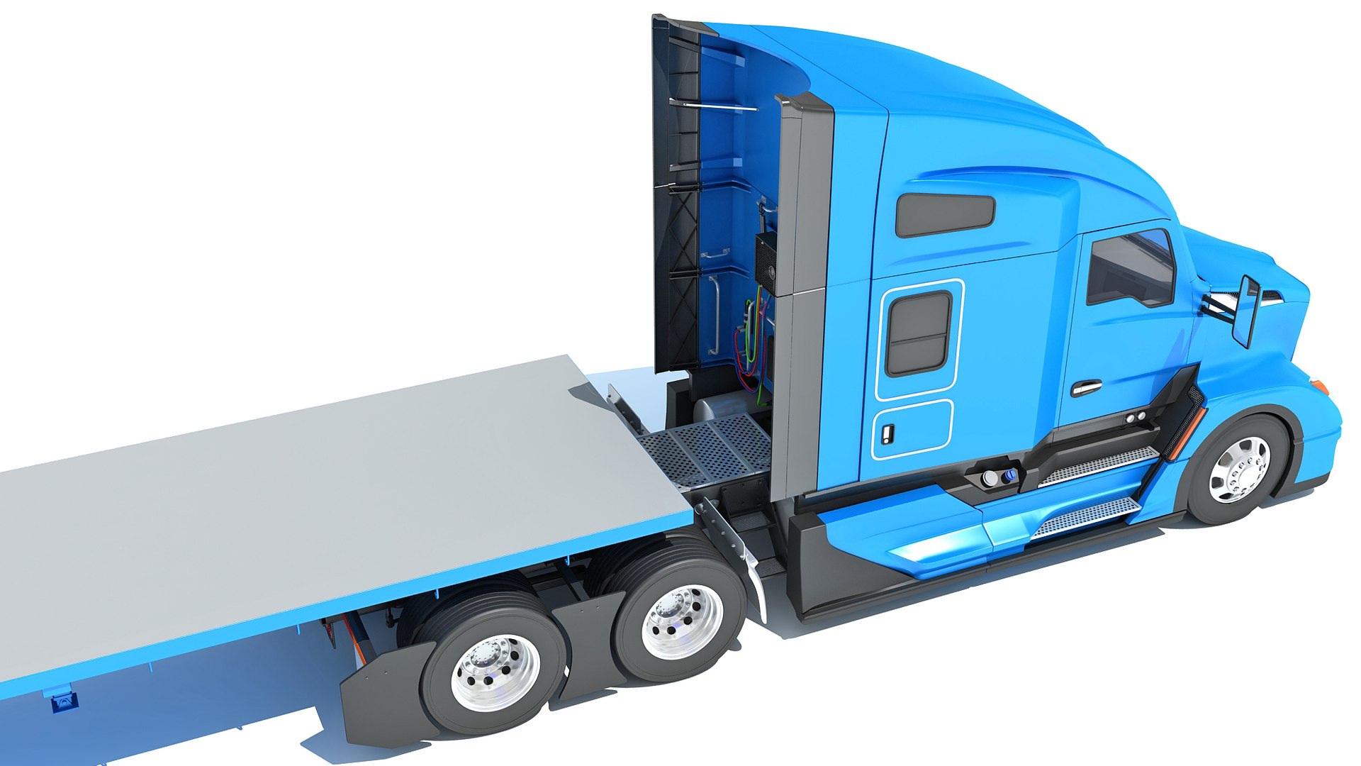 Truck With Flatbed Trailer 3D Model - TurboSquid 1958211