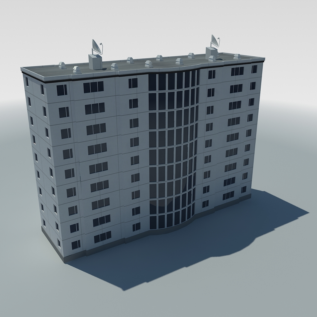 low-poly condo building 3d 3ds