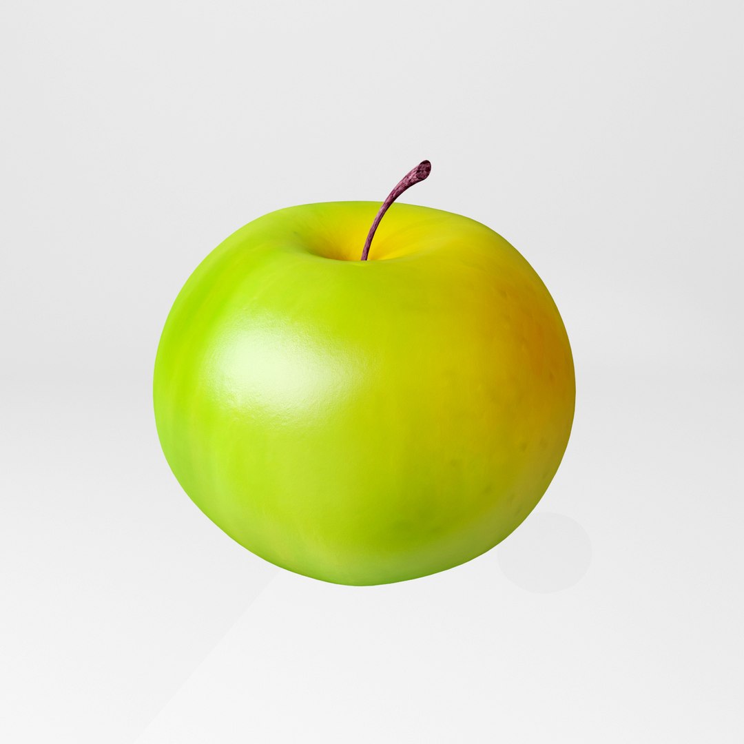 3d Green Apple Model