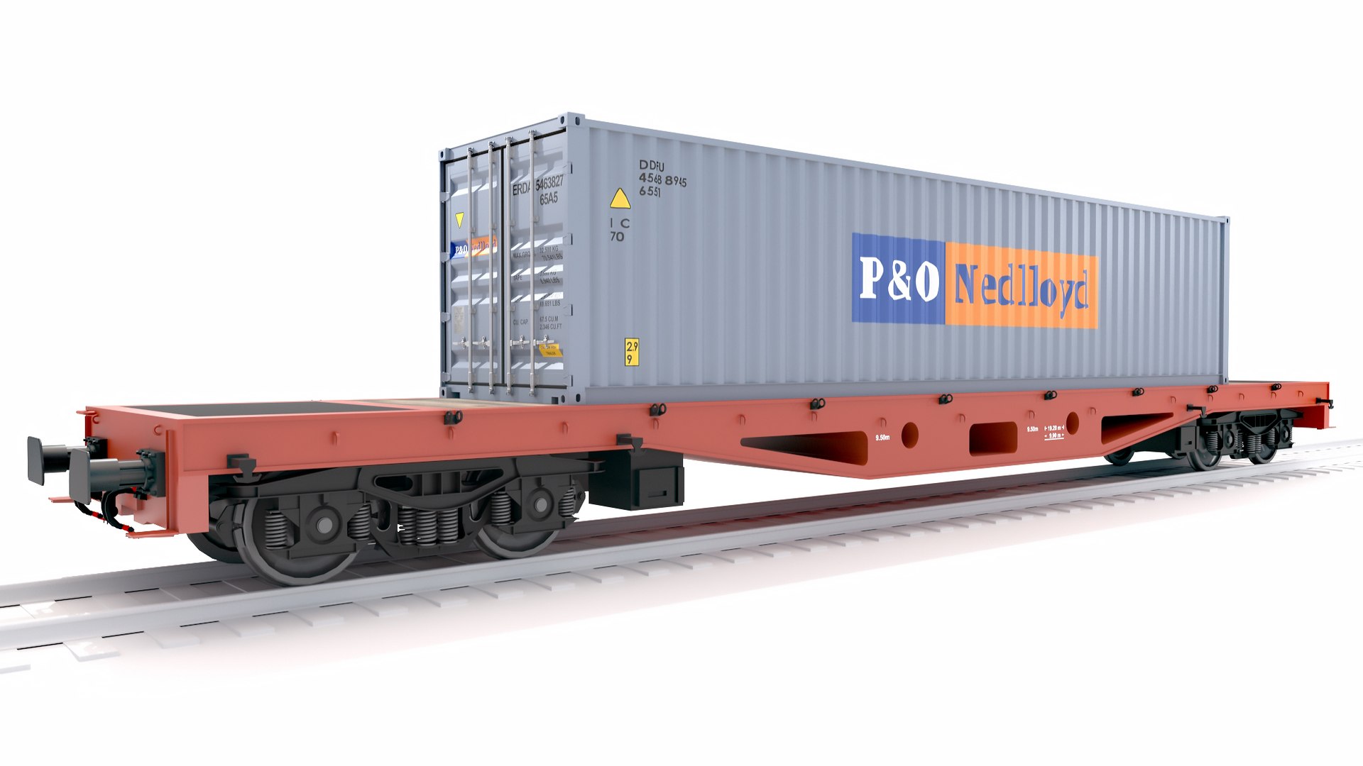 Flat Rail Car Container 3D Model - TurboSquid 1636588