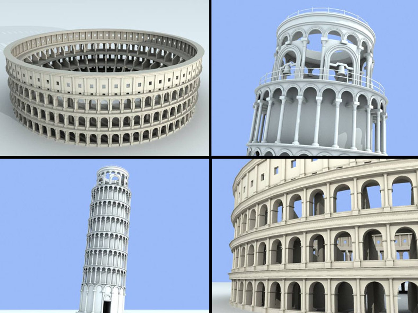 Maya Colosseum Leaning Tower Pisa