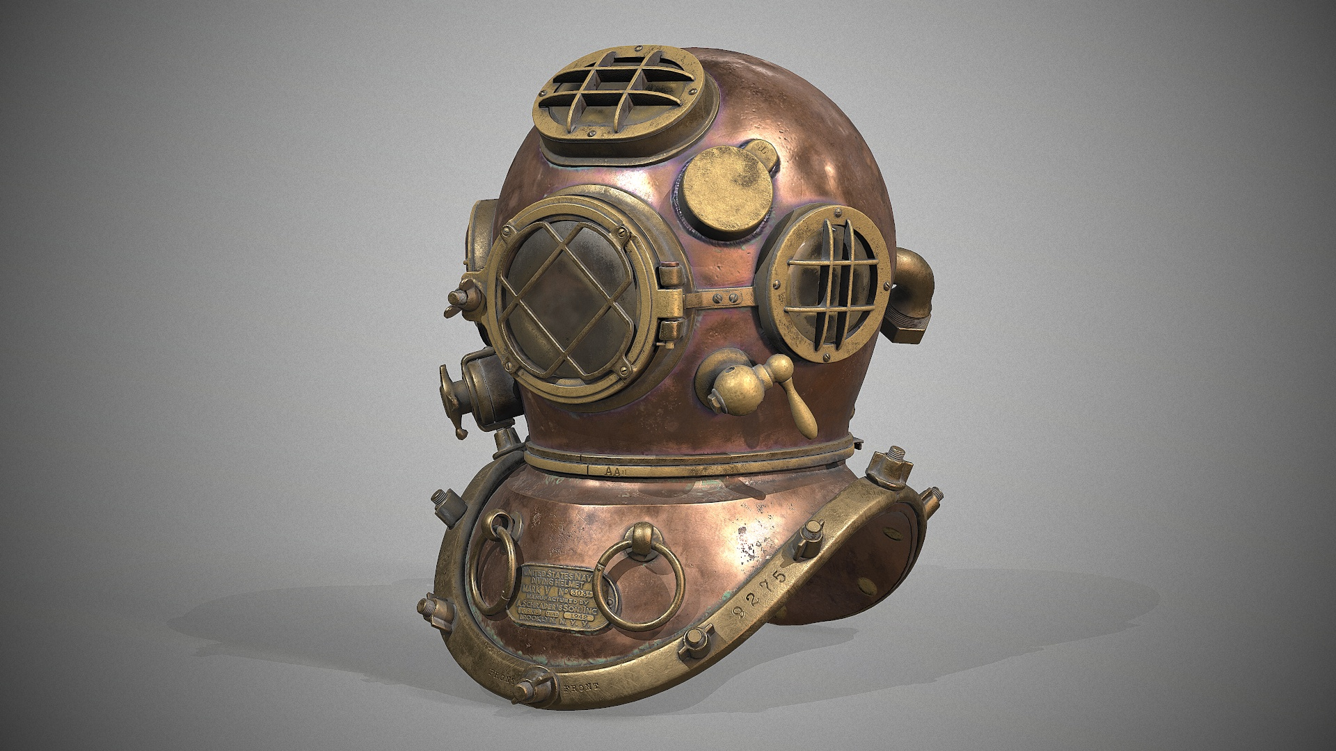 3D Diving Helmet Mark V US Navy Low-poly - TurboSquid 2032084