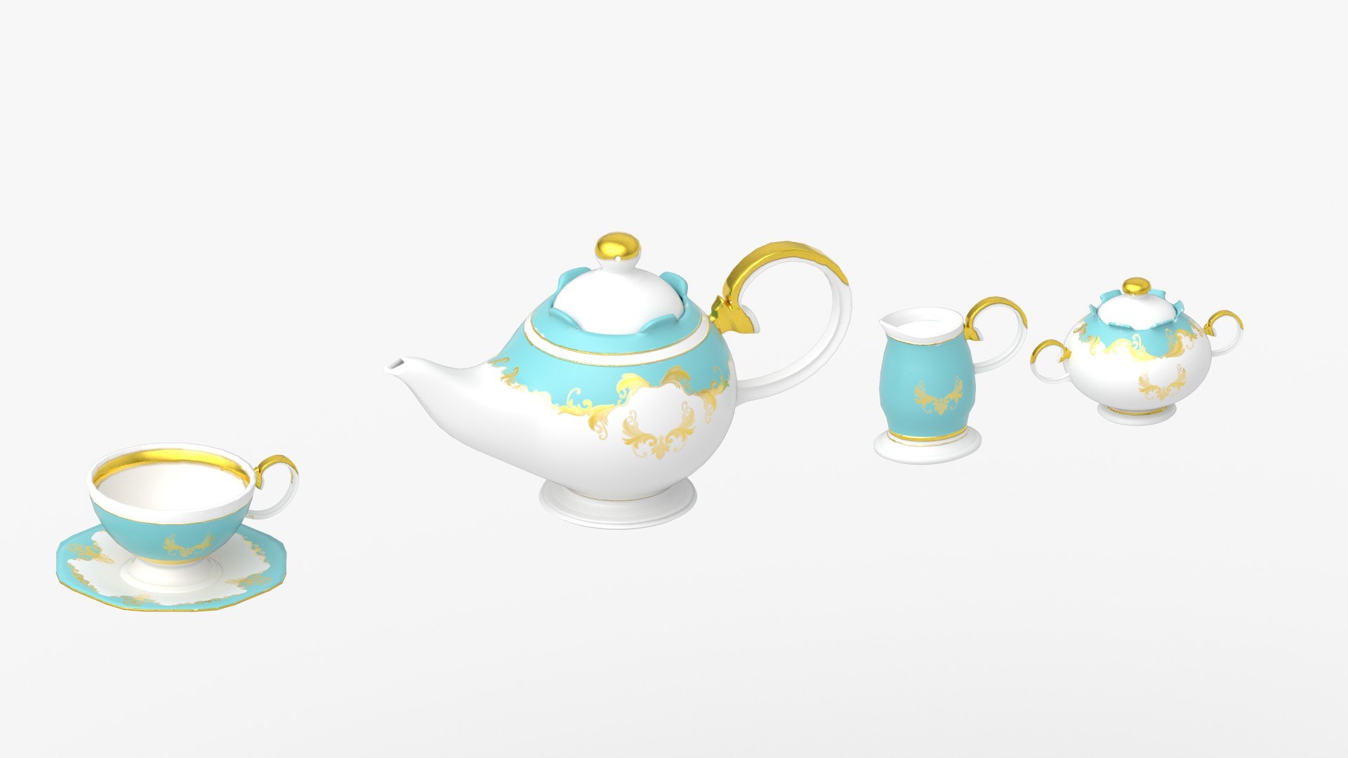 Victorian Tea Set 3D model - TurboSquid 1866679