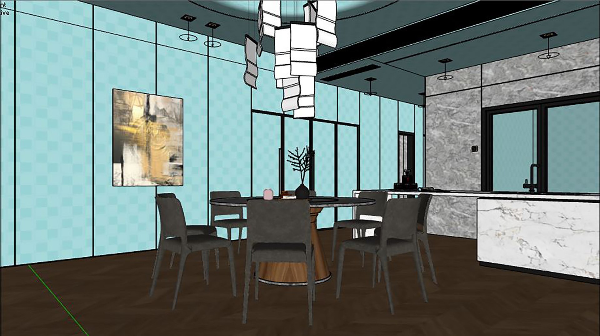 3D Dining room Sketchup file Full Material Vray 4 FBXOBJ - TurboSquid ...