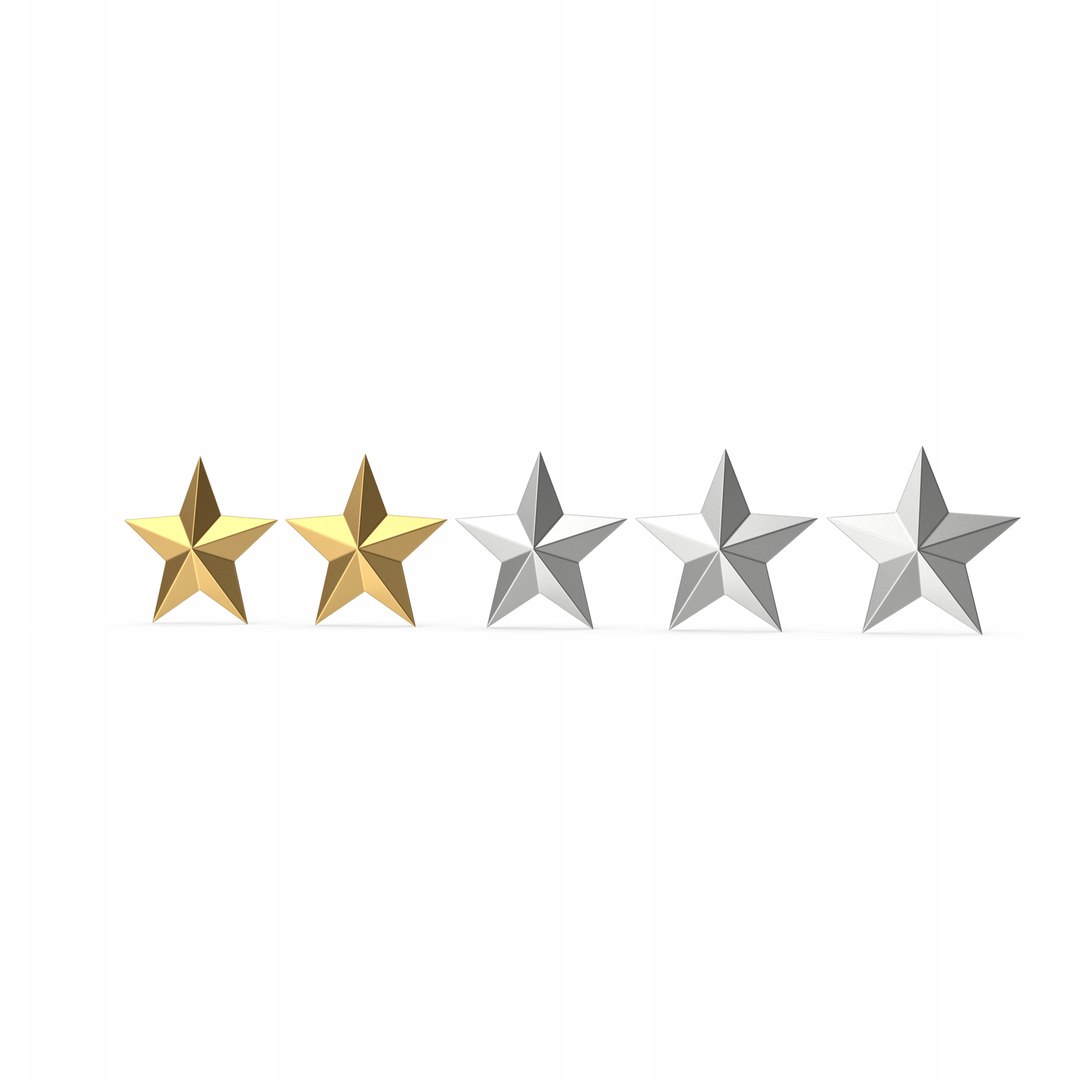3D Gold Two Stars Ratings Symbol - TurboSquid 2113455