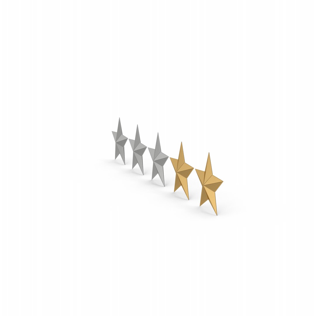 3D Gold Two Stars Ratings Symbol - TurboSquid 2113455