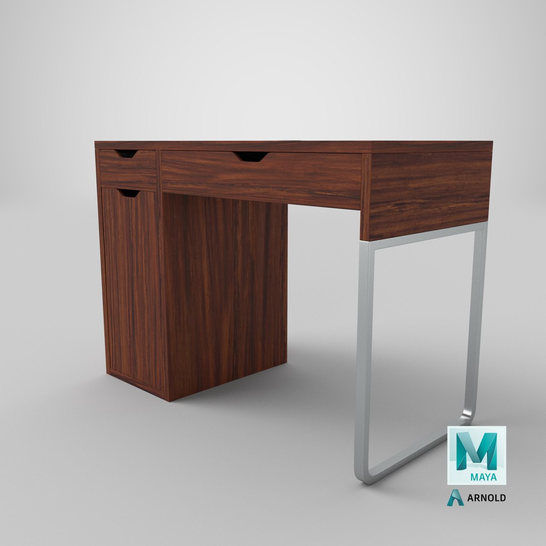 3D Study Desk 1 - Dark Wood - TurboSquid 2040881