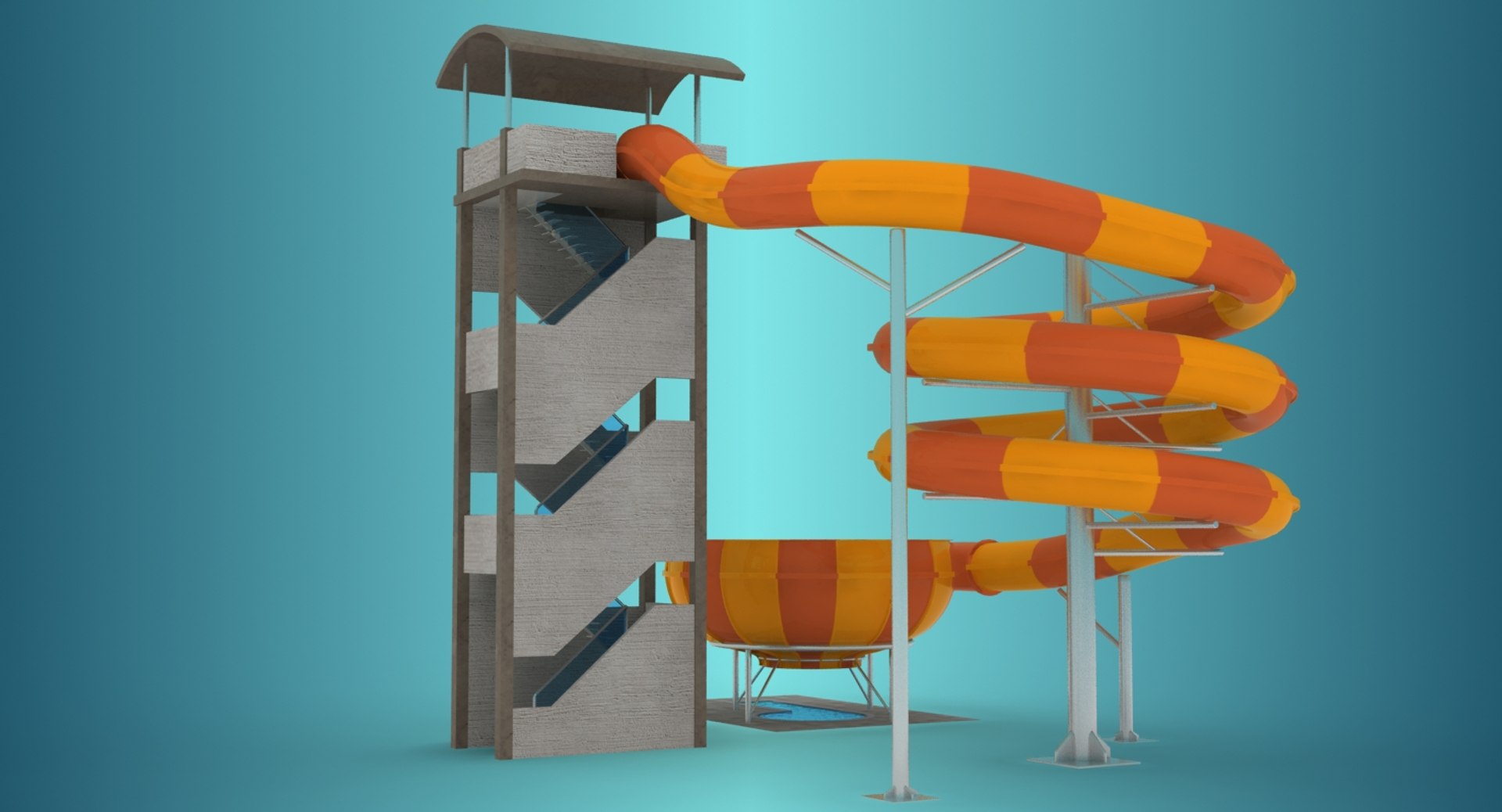 Waterslide Swimming Pool 3d Max