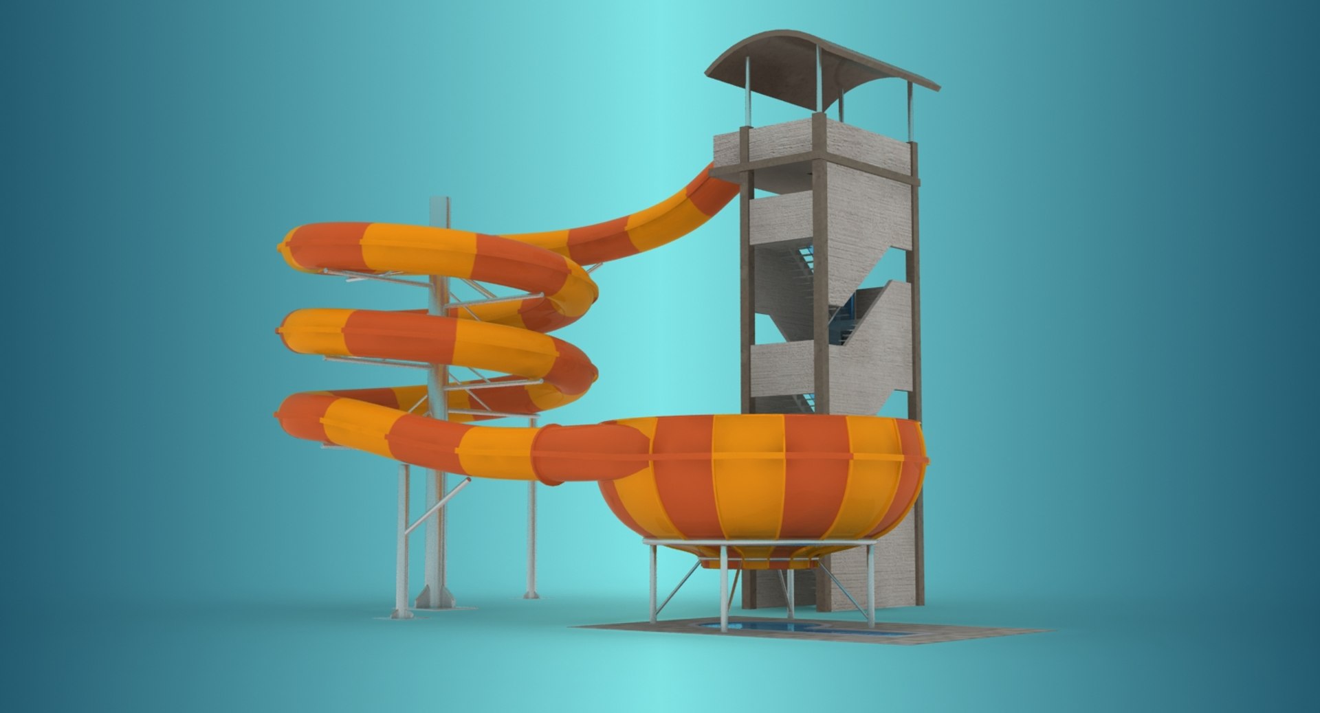 Waterslide Swimming Pool 3d Max