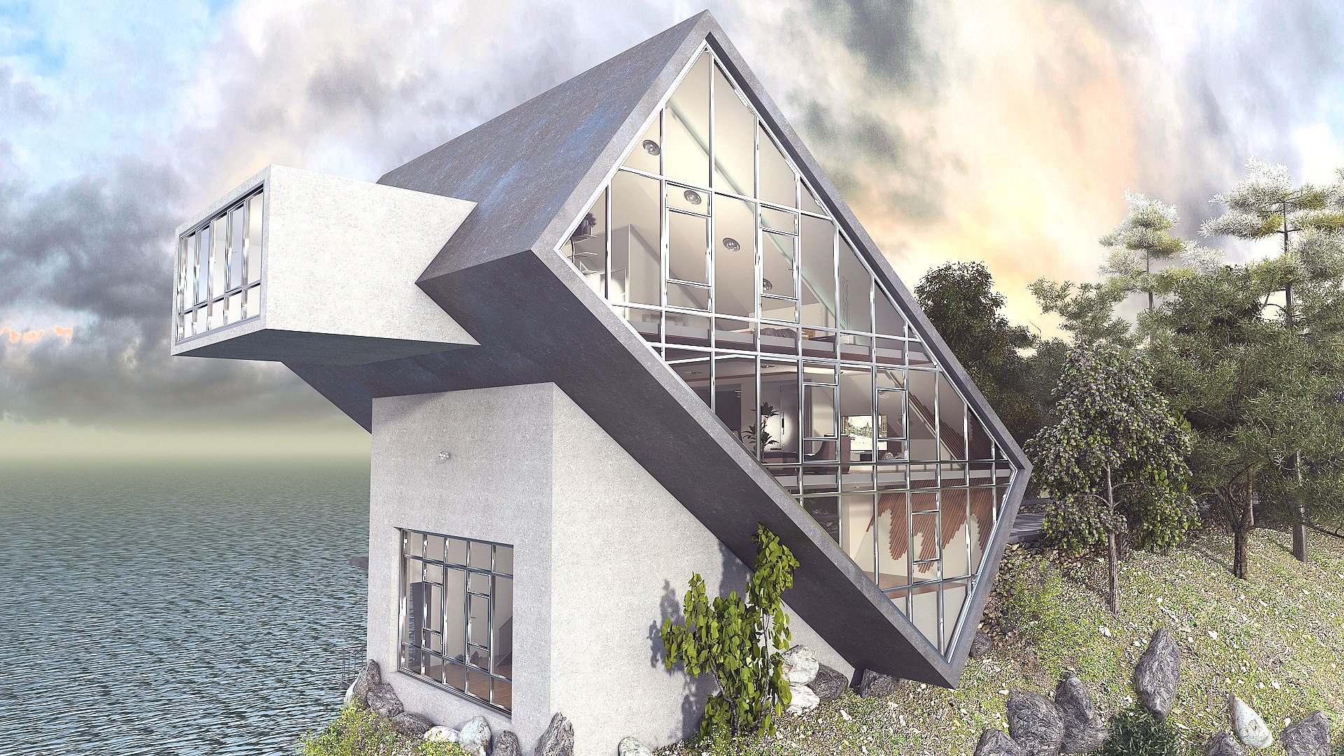 SLOPED HOUSE CONCEPT DESIGN 3D Model - TurboSquid 1973849