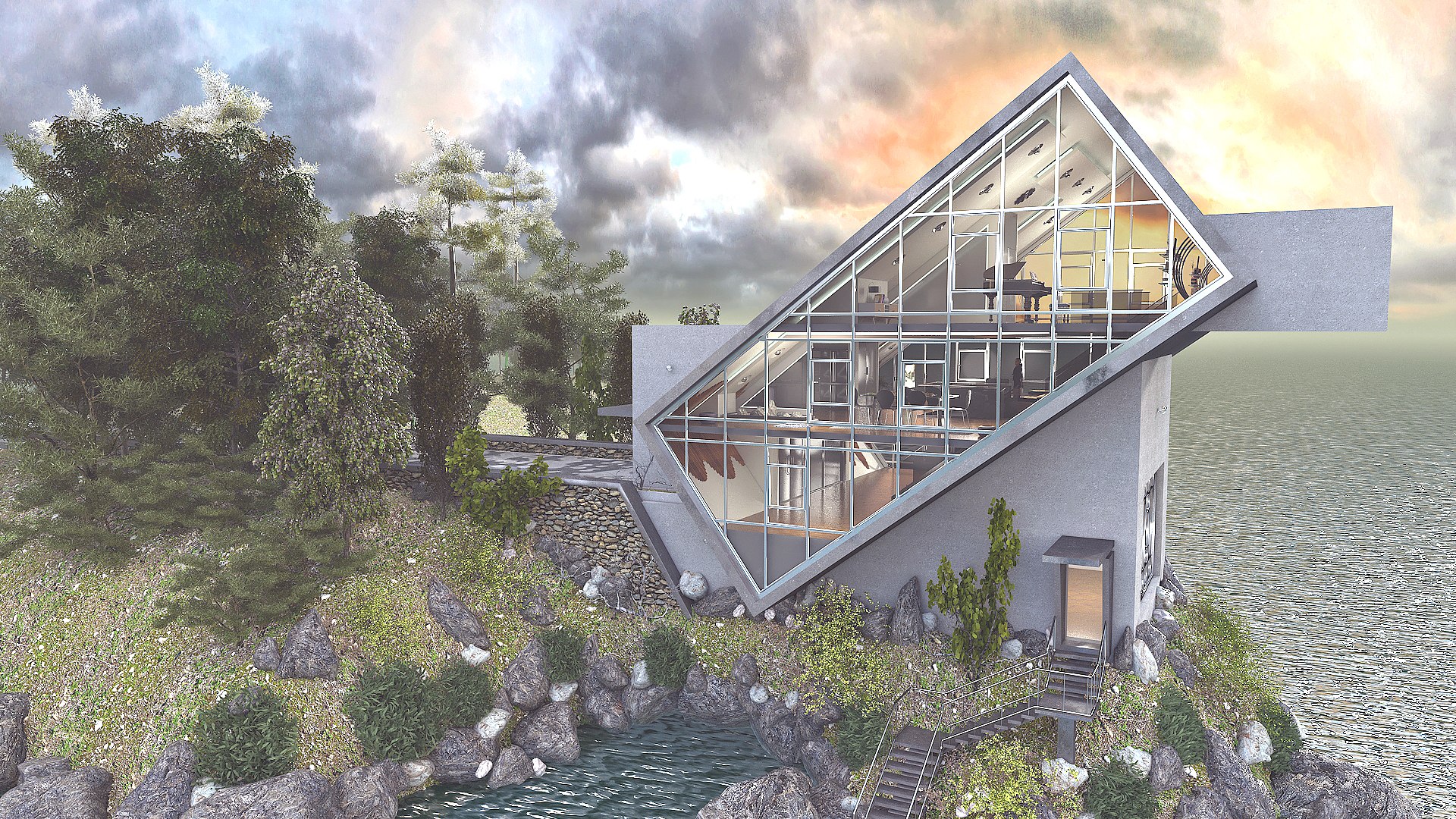 SLOPED HOUSE CONCEPT DESIGN 3D Model - TurboSquid 1973849