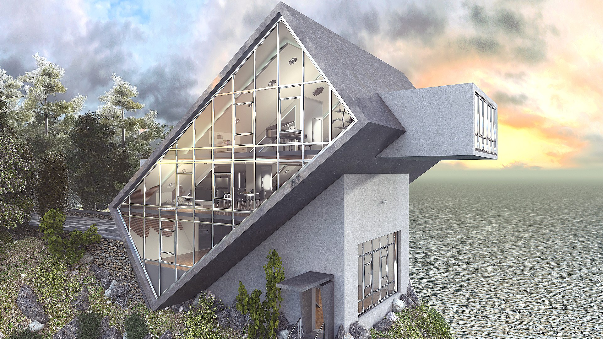 SLOPED HOUSE CONCEPT DESIGN 3D Model - TurboSquid 1973849