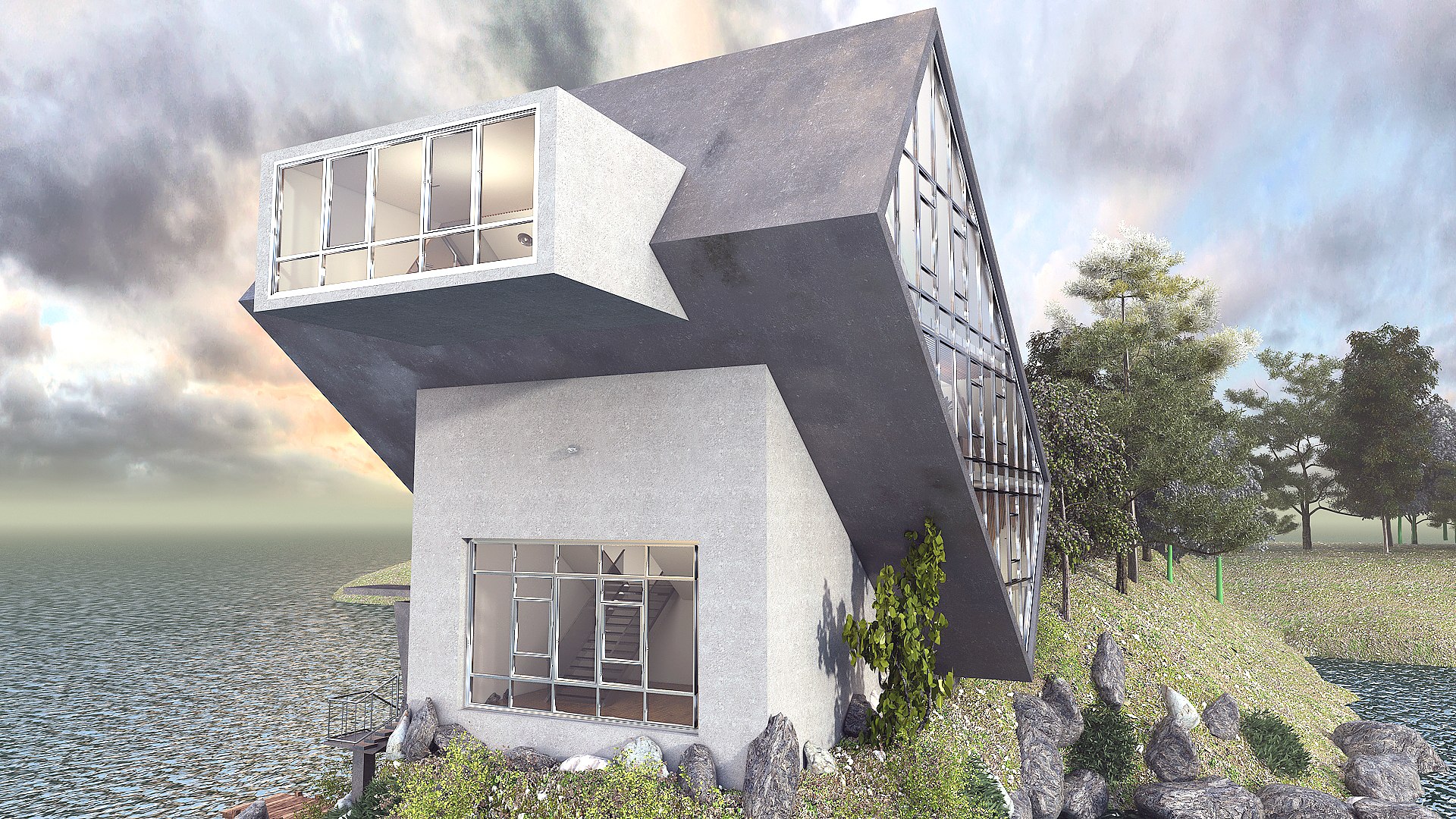 SLOPED HOUSE CONCEPT DESIGN 3D Model - TurboSquid 1973849