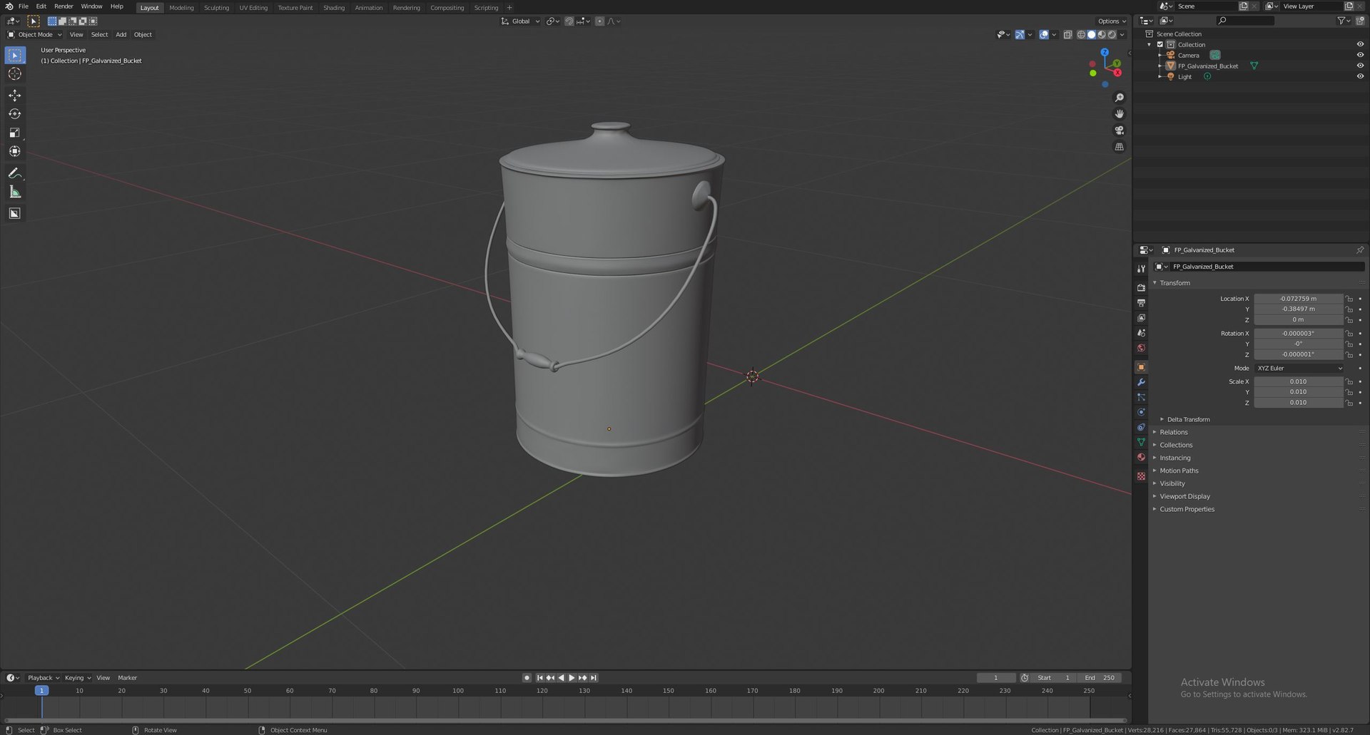 3D Model Galvanized Metal Bucket - TurboSquid 2021970